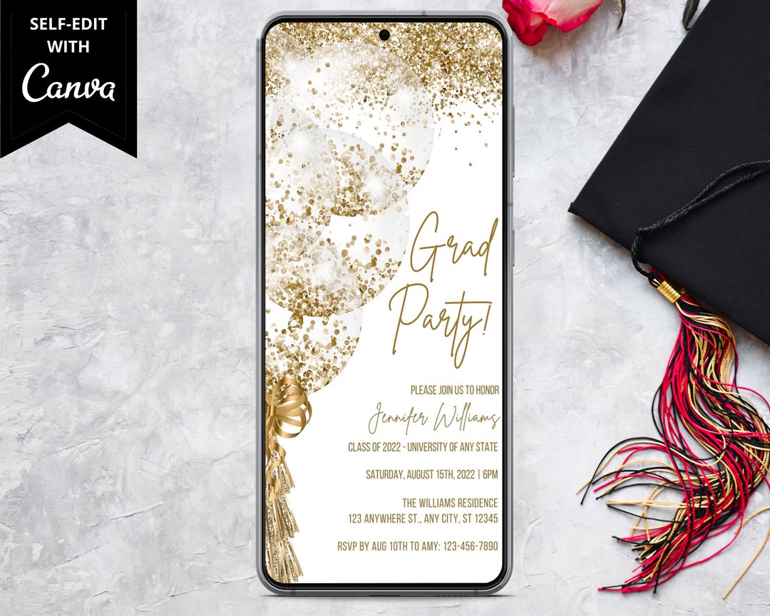 Digital Graduation Party Invitation, Electronic Grad Party Invite ...