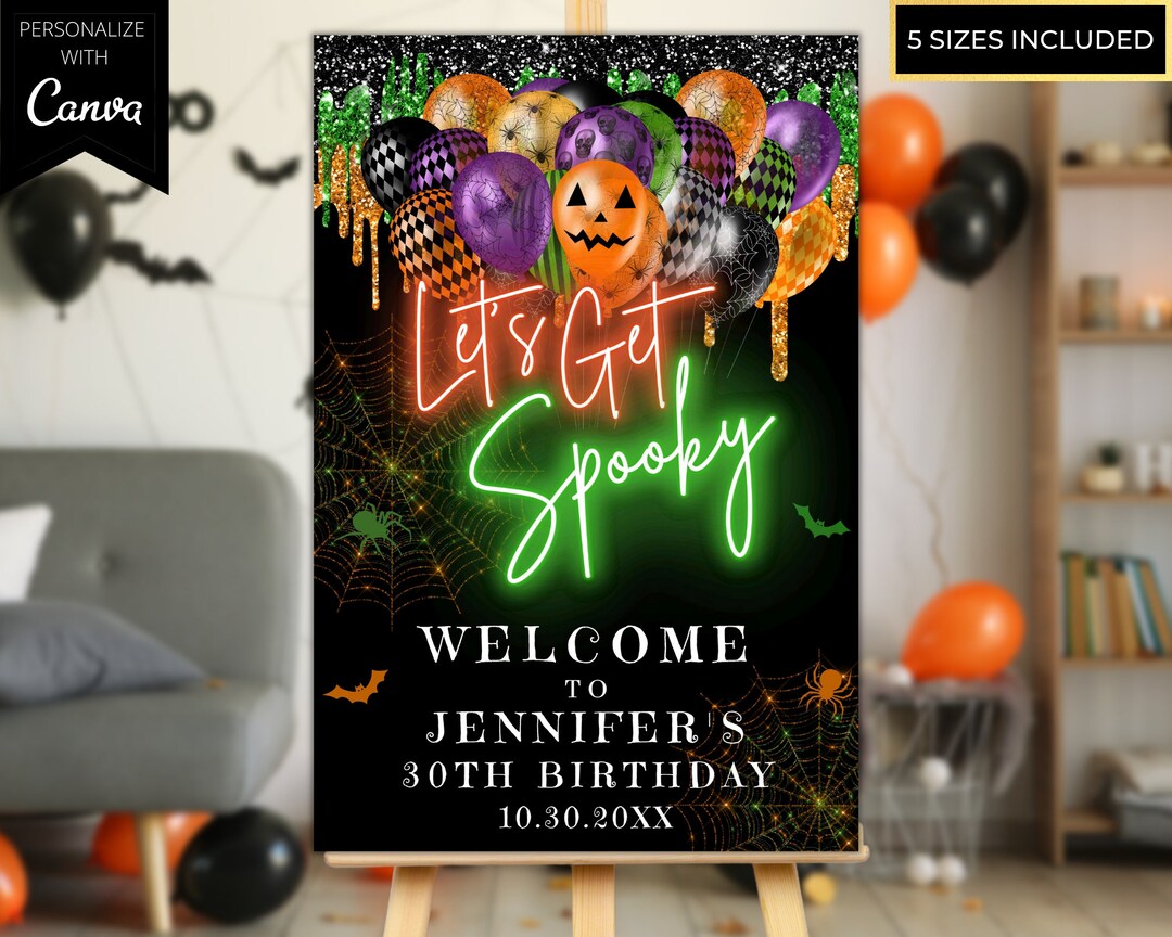 Editable Halloween Welcome Sign, Printable Halloween Birthday Sign, Let ...