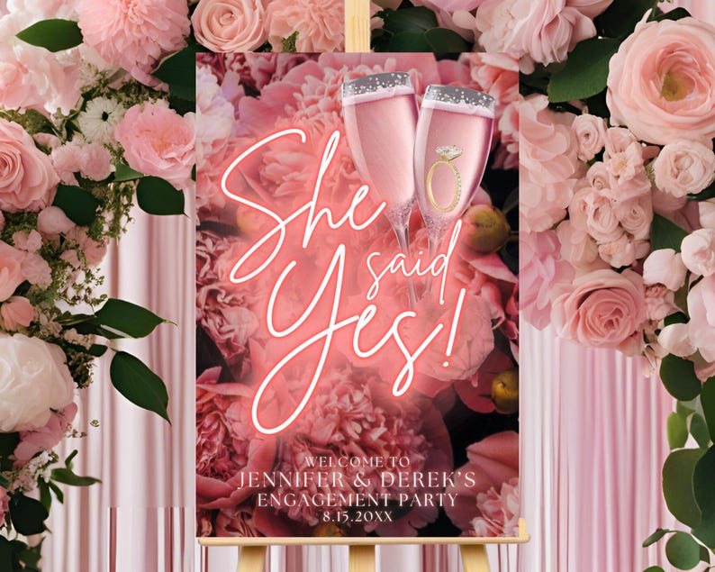 Editable She Said Yes Welcome Sign, Engagement Party or Bridal Shower ...