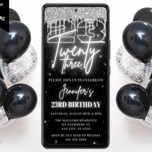 Digital 23rd Birthday Party Invitation, Electronic Phone Text Message ...