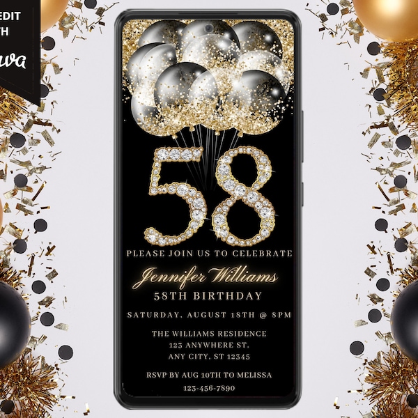 58th Text Invitation - Etsy UK