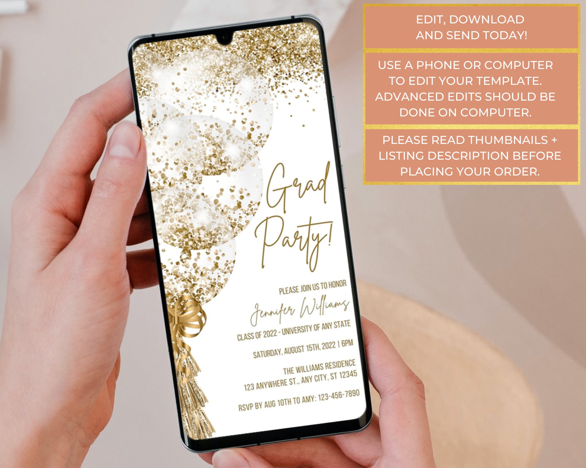 Digital Graduation Party Invitation Electronic Grad Party - Etsy