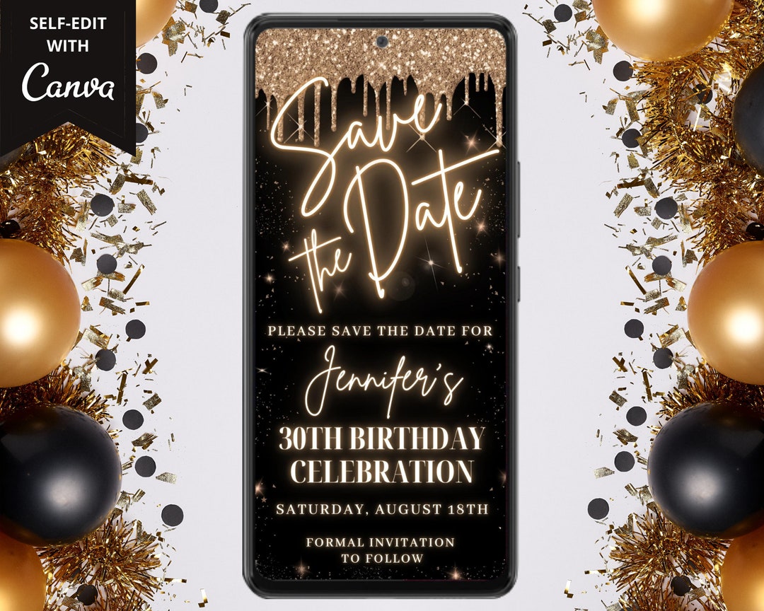 Digital Birthday Save the Date Invitation, Electronic Text Message ...
