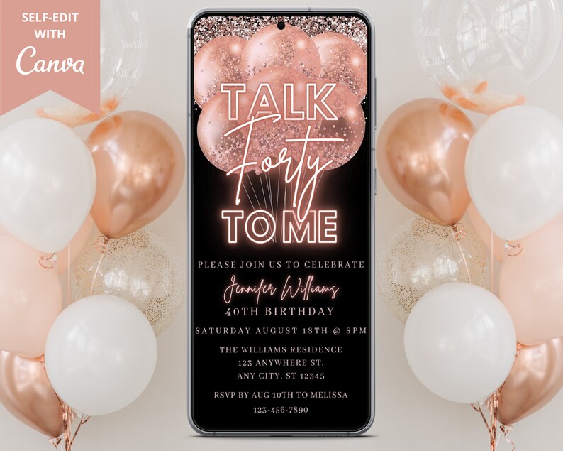 Digital Talk Forty to Me 40th Birthday Invitation Electronic - Etsy