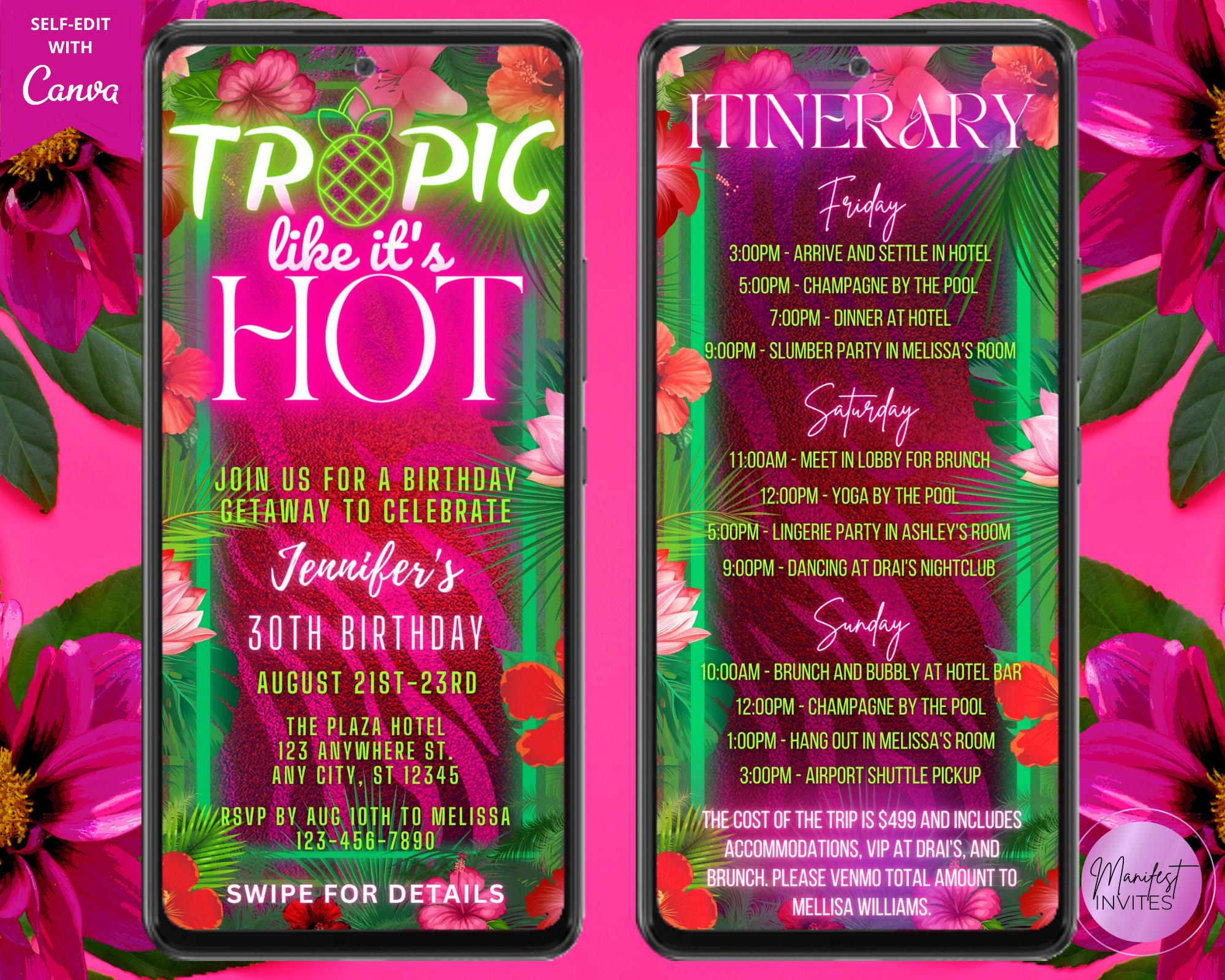 Digital Tropical Tropic Like It's Hot Birthday Weekend Getaway Trip ...