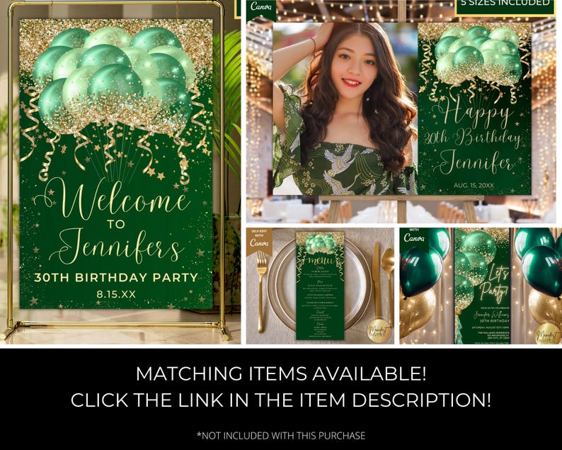 Editable Shhh It's a Surprise Birthday Party Invitation, Glam Green ...