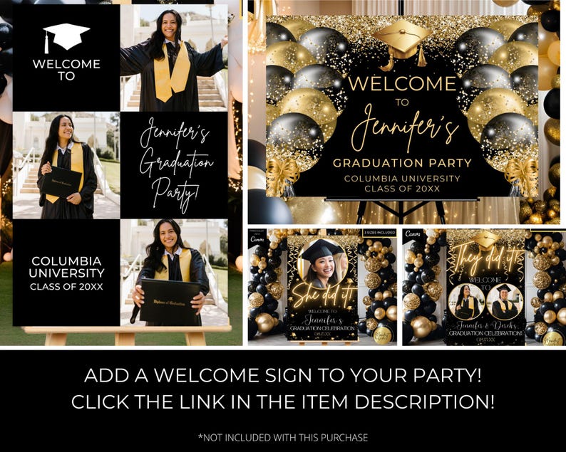 Editable Congrats Grads Double Graduation Party Photo Welcome Sign ...