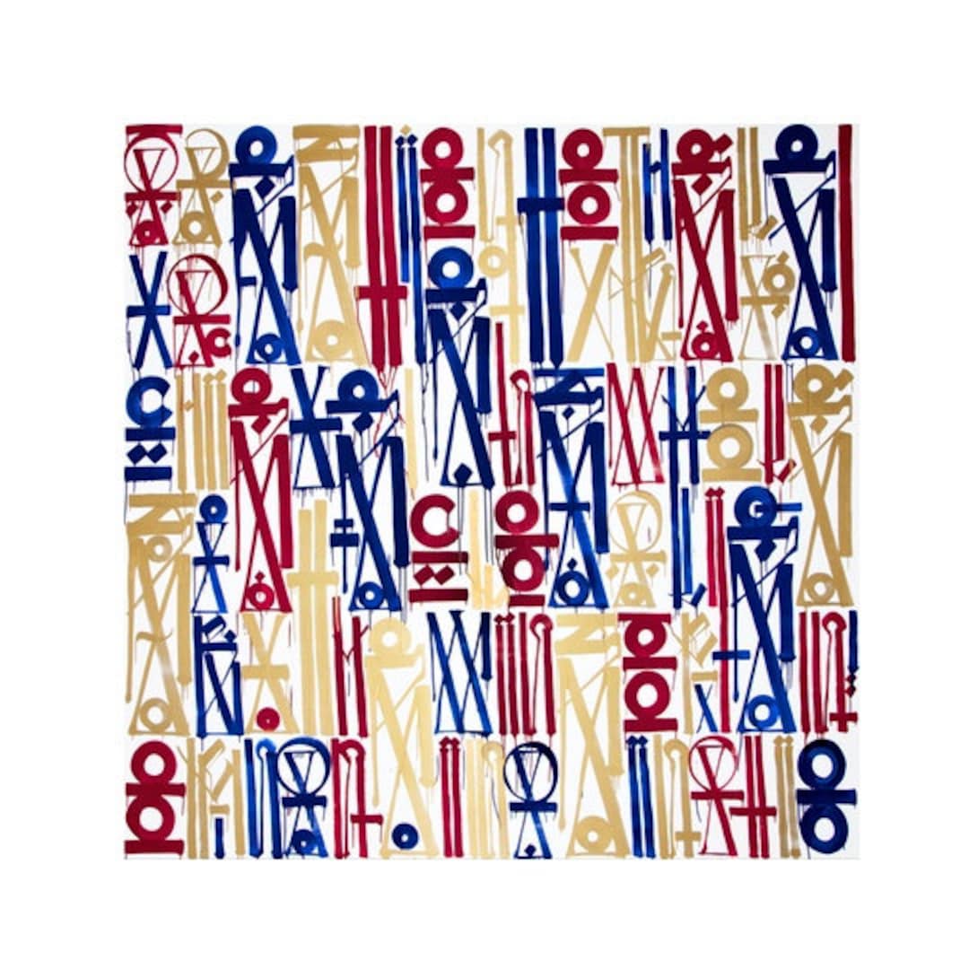 Blue and Red Abstract Letters Wall Art Canvas Art, Bathroom Wall Decor ...