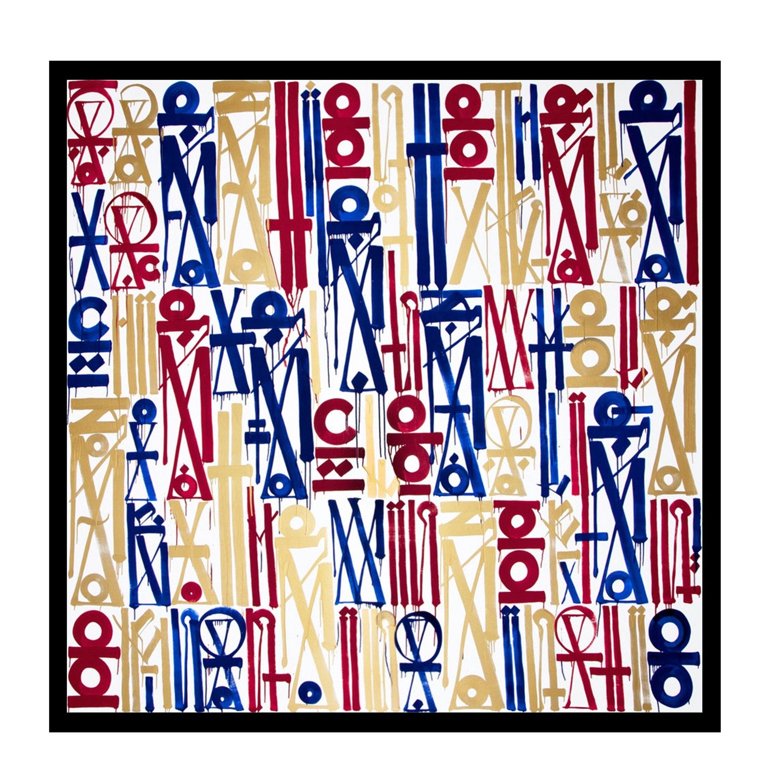 Blue and Red Abstract Letters Wall Art Canvas Art Bathroom | Etsy