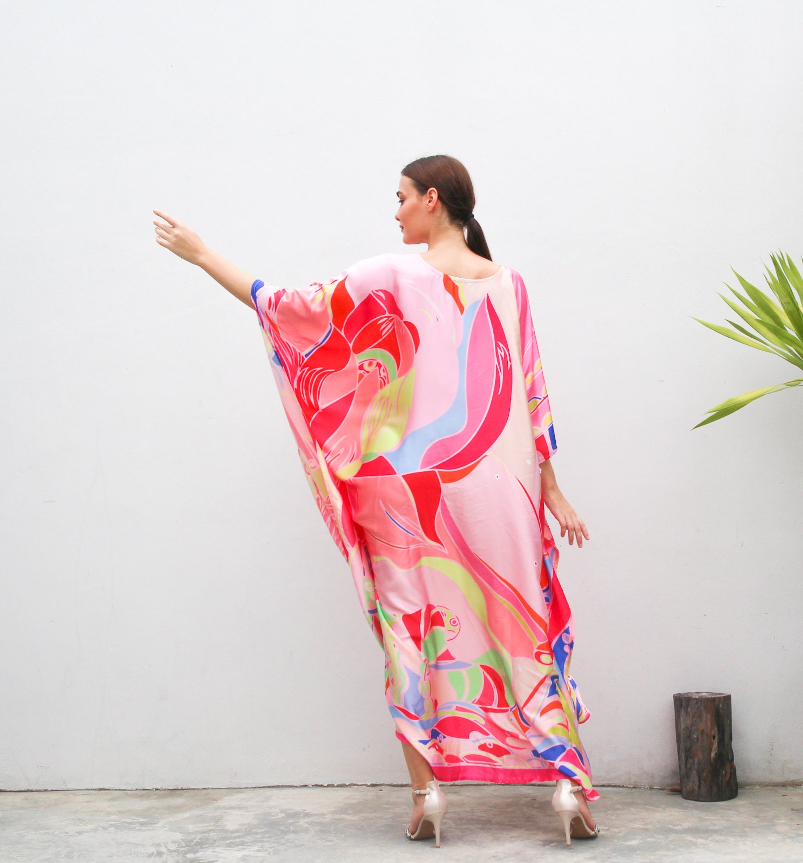 Designer Silk Kaftan Full Length Pink Silk Kaftan Maxi Dress | Etsy