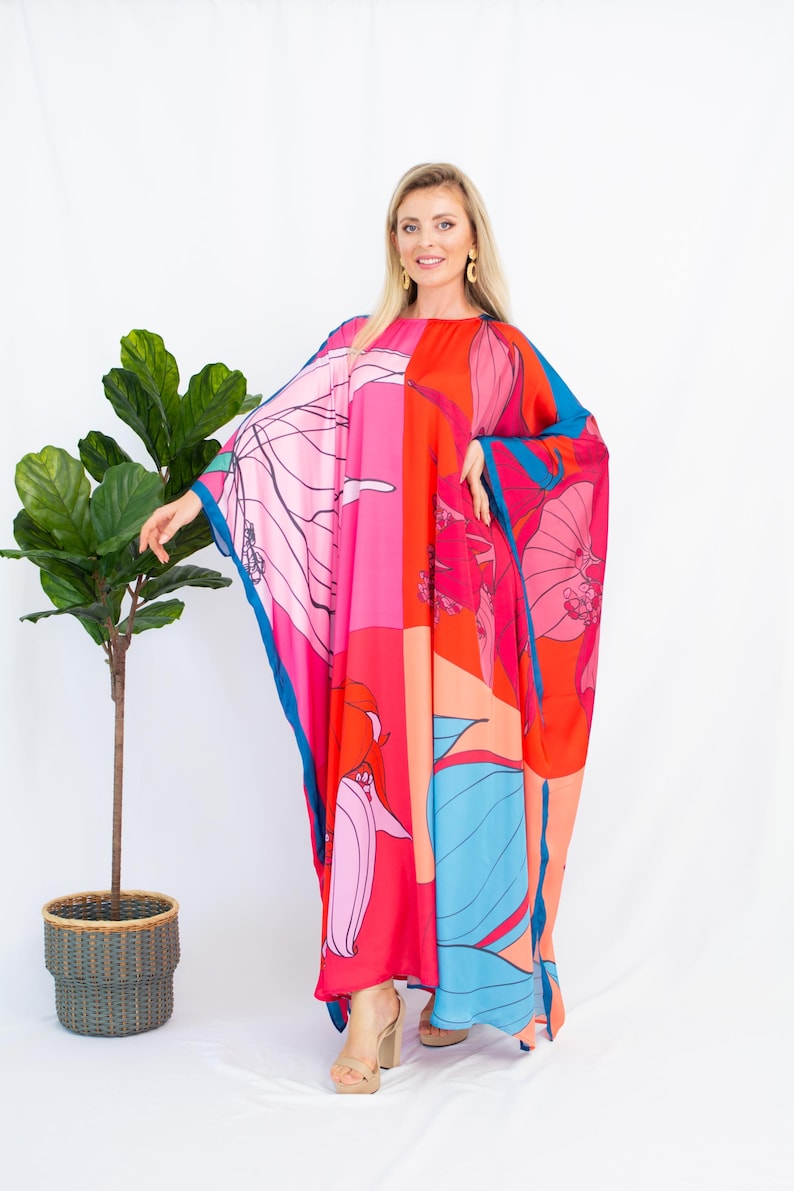 Pink Silk Caftan Silk Kaftan Plus Size Luxury Silk Kaftan - Etsy