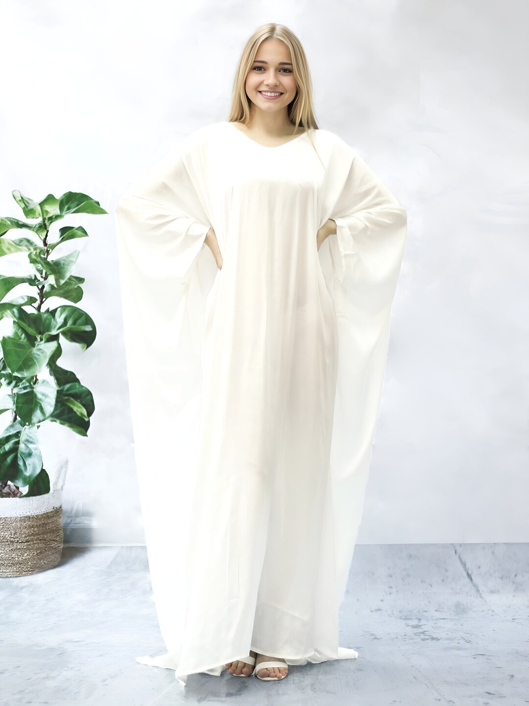 Plus Size White Kaftan and Abaya Formal Kaftan Dress Silk - Etsy