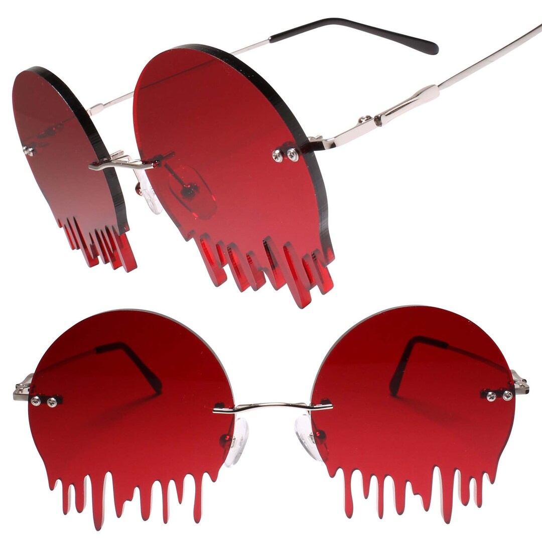 Drippy Melted Round Red Glasses - Etsy