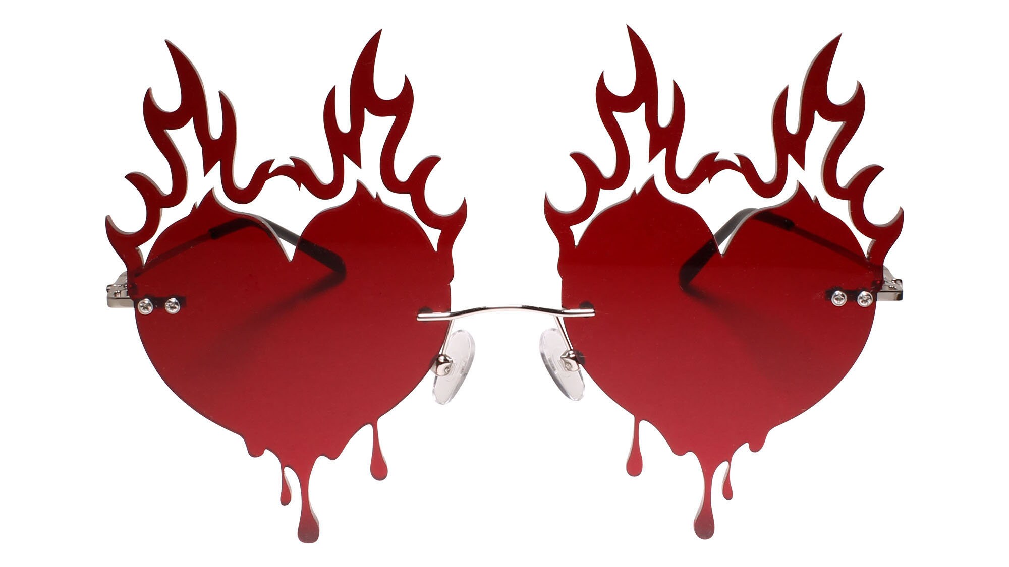 Fire Flame Drippy Melted Red Heart Glasses - Etsy