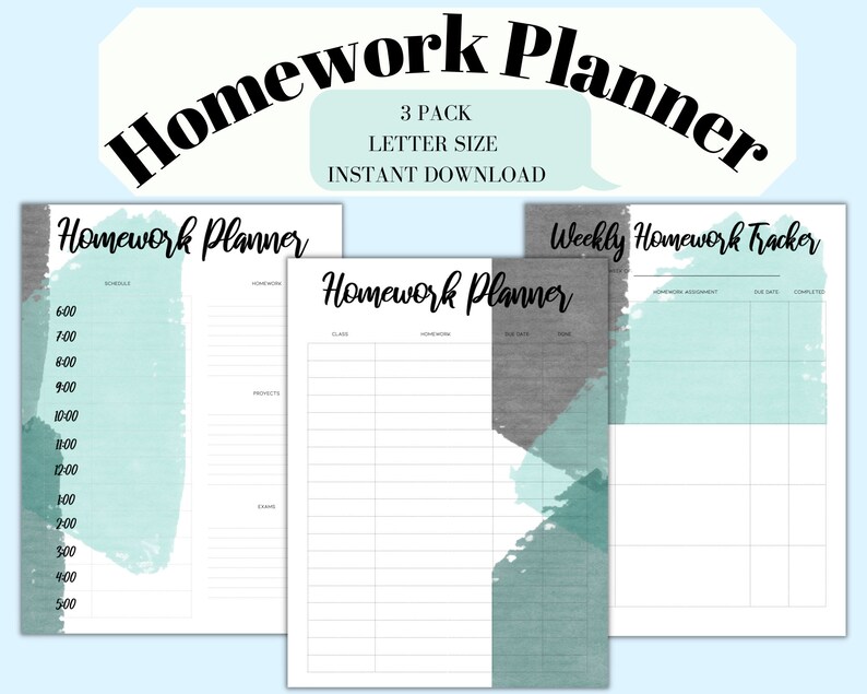 Homework Tracker Printable Homework Planner Student Planner - Etsy