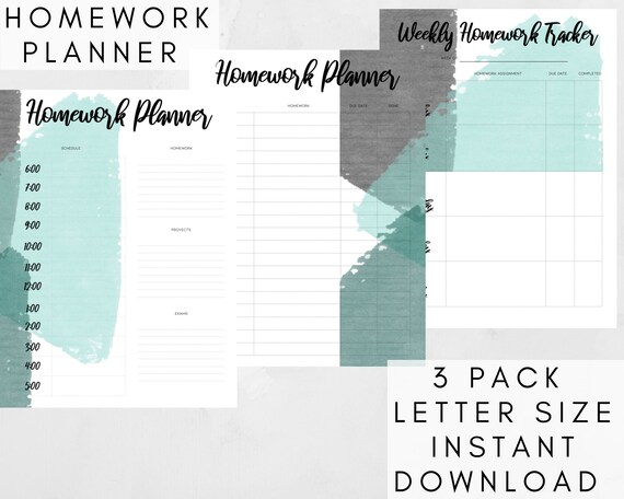 Homework Tracker Printable Homework Planner Student Planner | Etsy