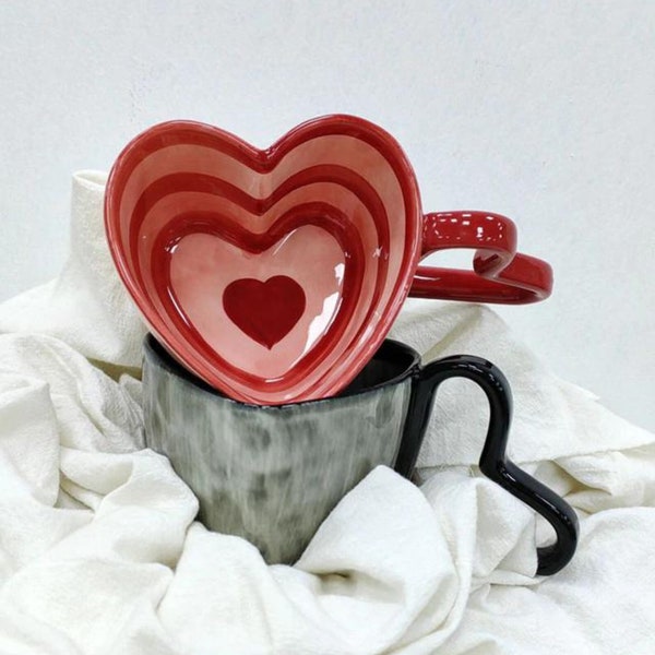 Red Heart Mugs - Etsy