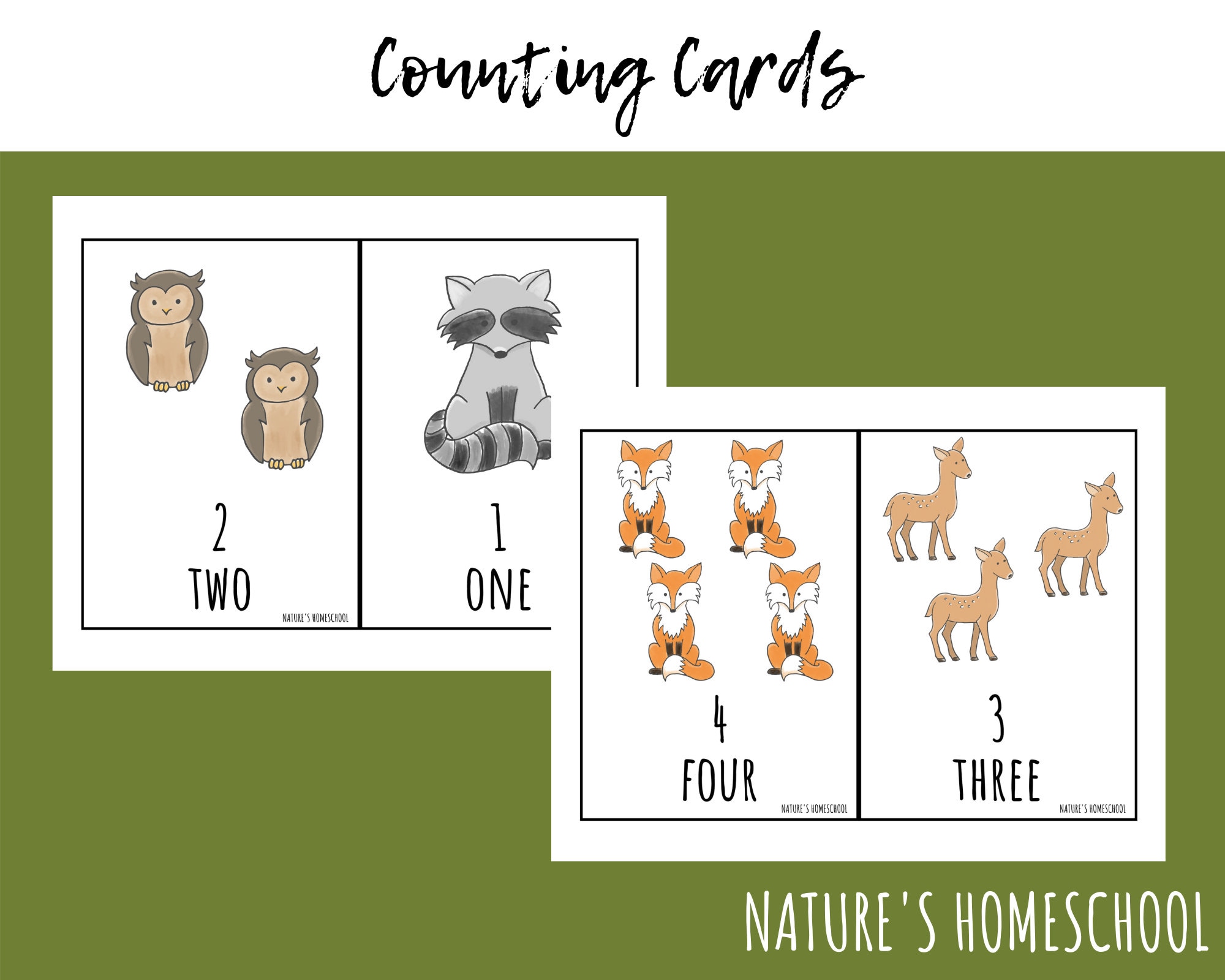 Counting Cards 1-10 Nature / Forest Themed Preschool - Etsy