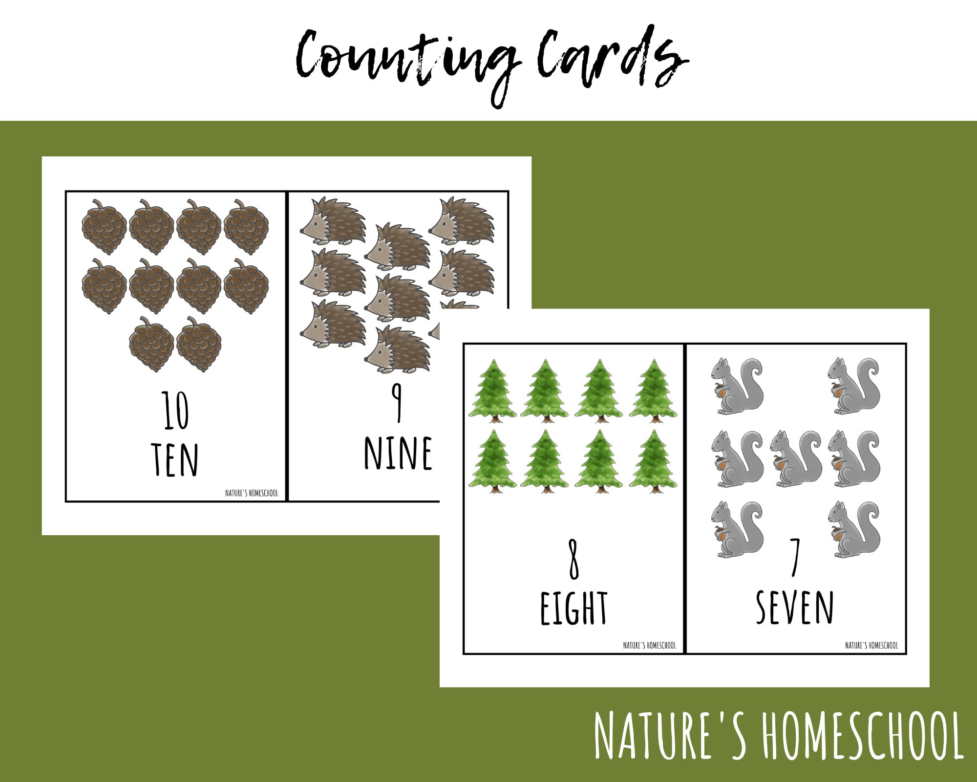 Counting Cards 1-10 Nature / Forest Themed Preschool - Etsy