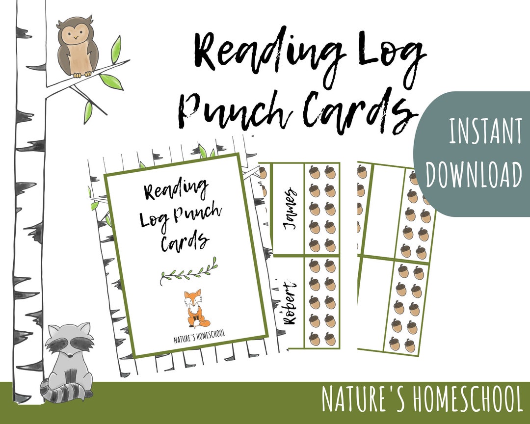 Reading Log Punch Cards - Nature Inspired - Homeschool - Roadschool ...