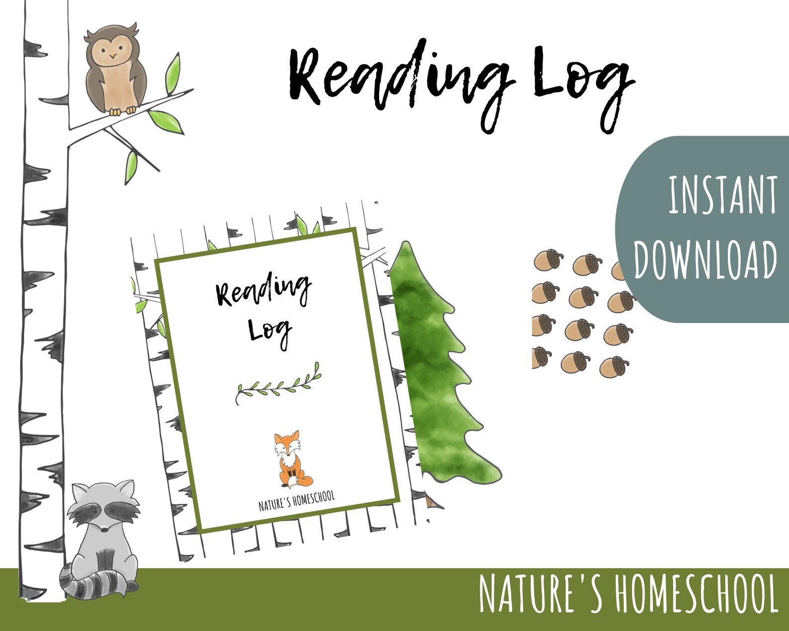 Reading Log Nature Inspired - Homeschooling - Literature - Elementatry ...