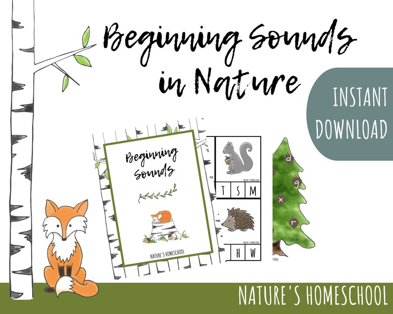Beginning Sounds in Nature Homeschool Printables for Reading and ...
