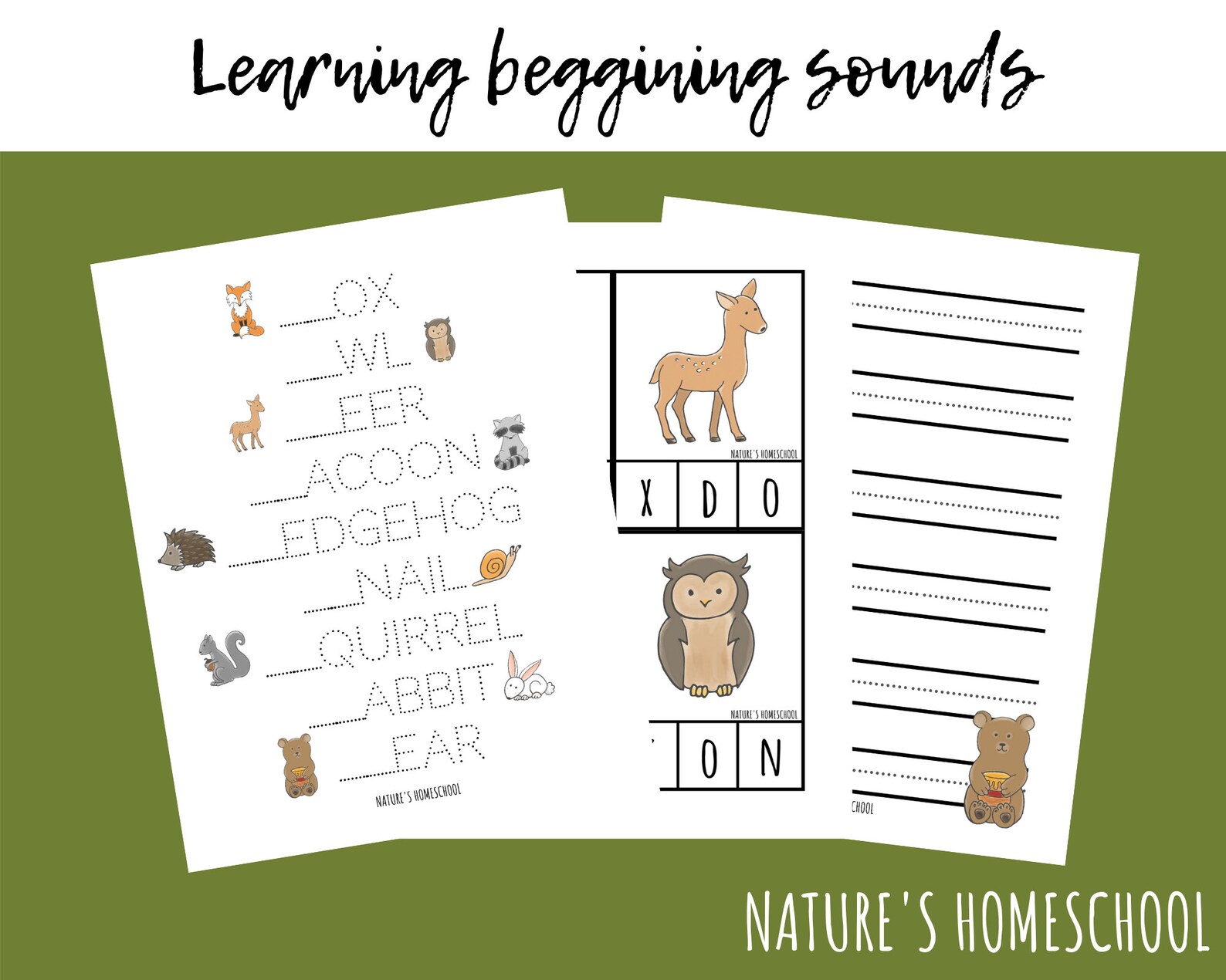 Beginning Sounds in Nature Homeschool Printables for Reading and ...