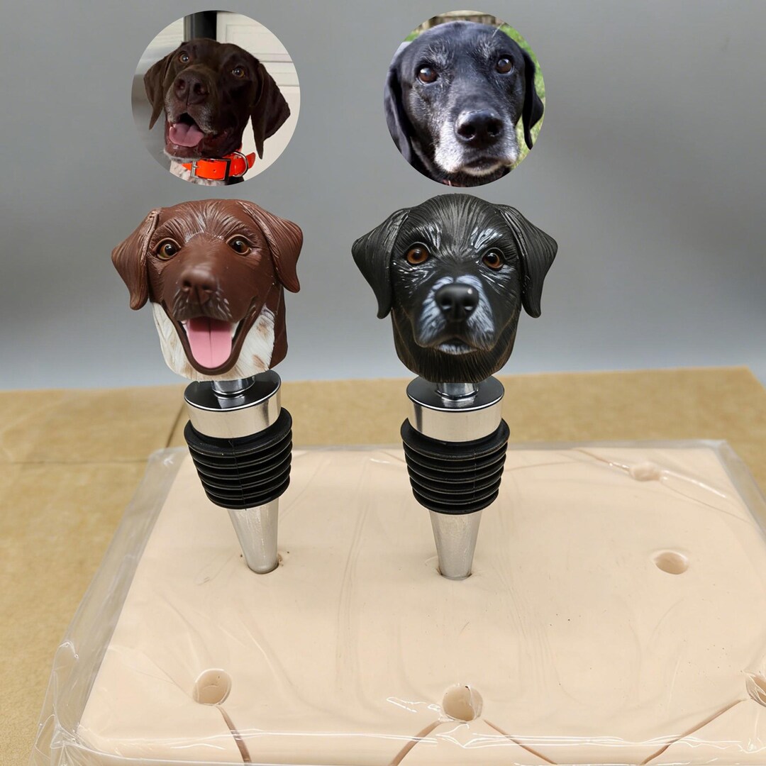 Personalized Dog Head Bottle Stopper, Handcrafted Custom Pet Portrait ...