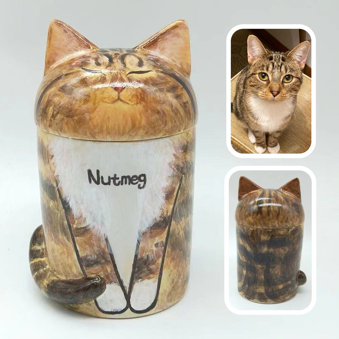 Custom Cat Urn, Personalized Cat Urn With Half Lid Urn, Multi-purpose ...