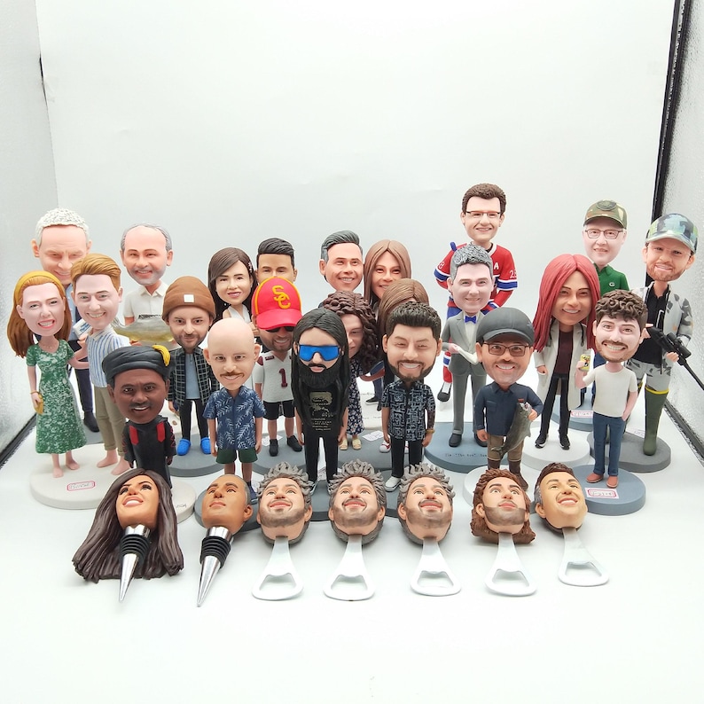 Personalized Family Bobblehead Dolls, Handcrafted Polymer Clay Figurine ...