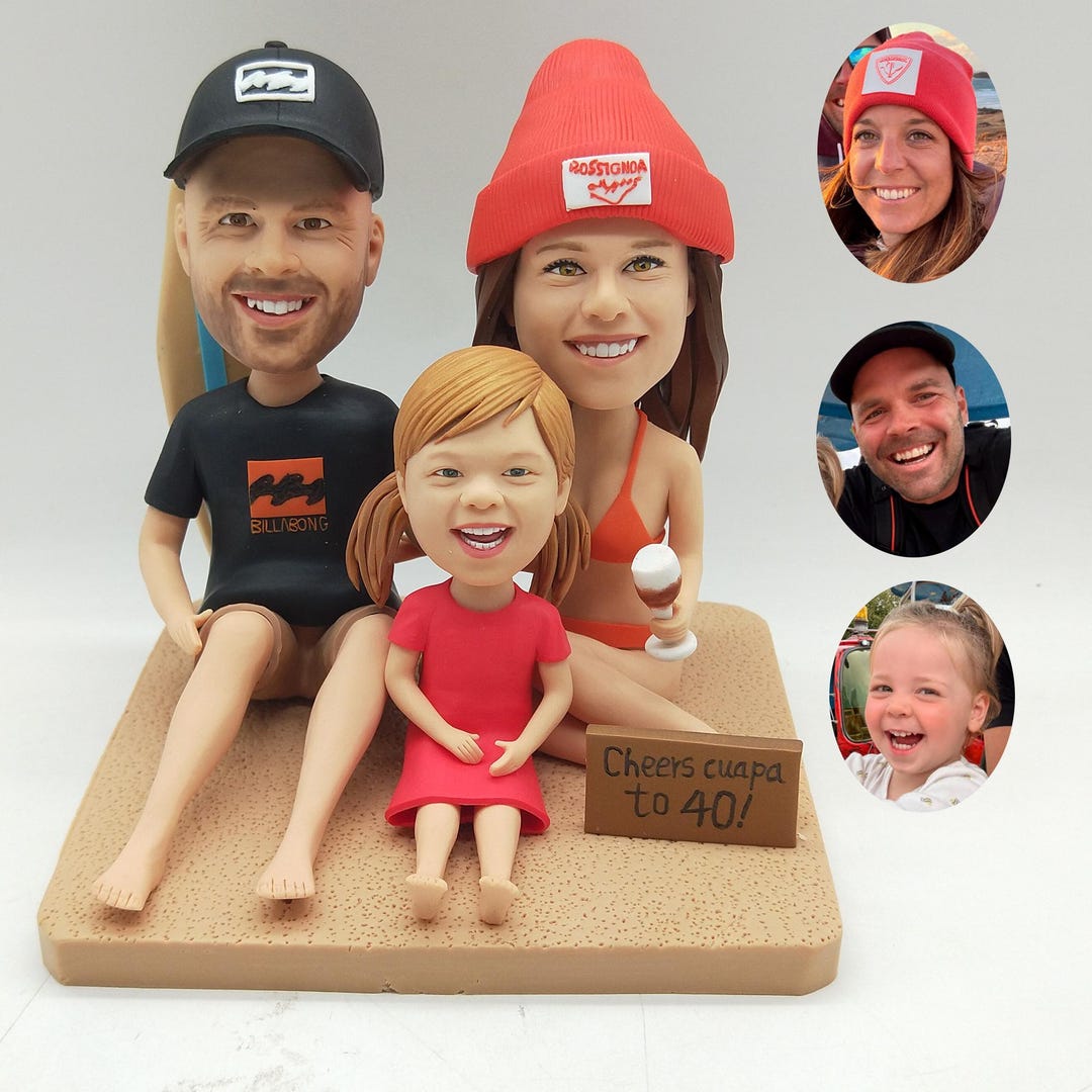 Personalized Family Bobblehead Dolls, Handcrafted Polymer Clay Figurine ...