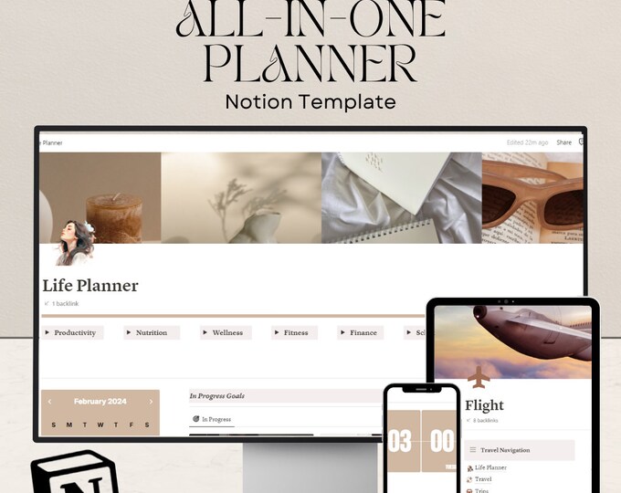 The Ultimate Notion Planner, Notion Template, Notion Planner, All in One Life Notion Template ...