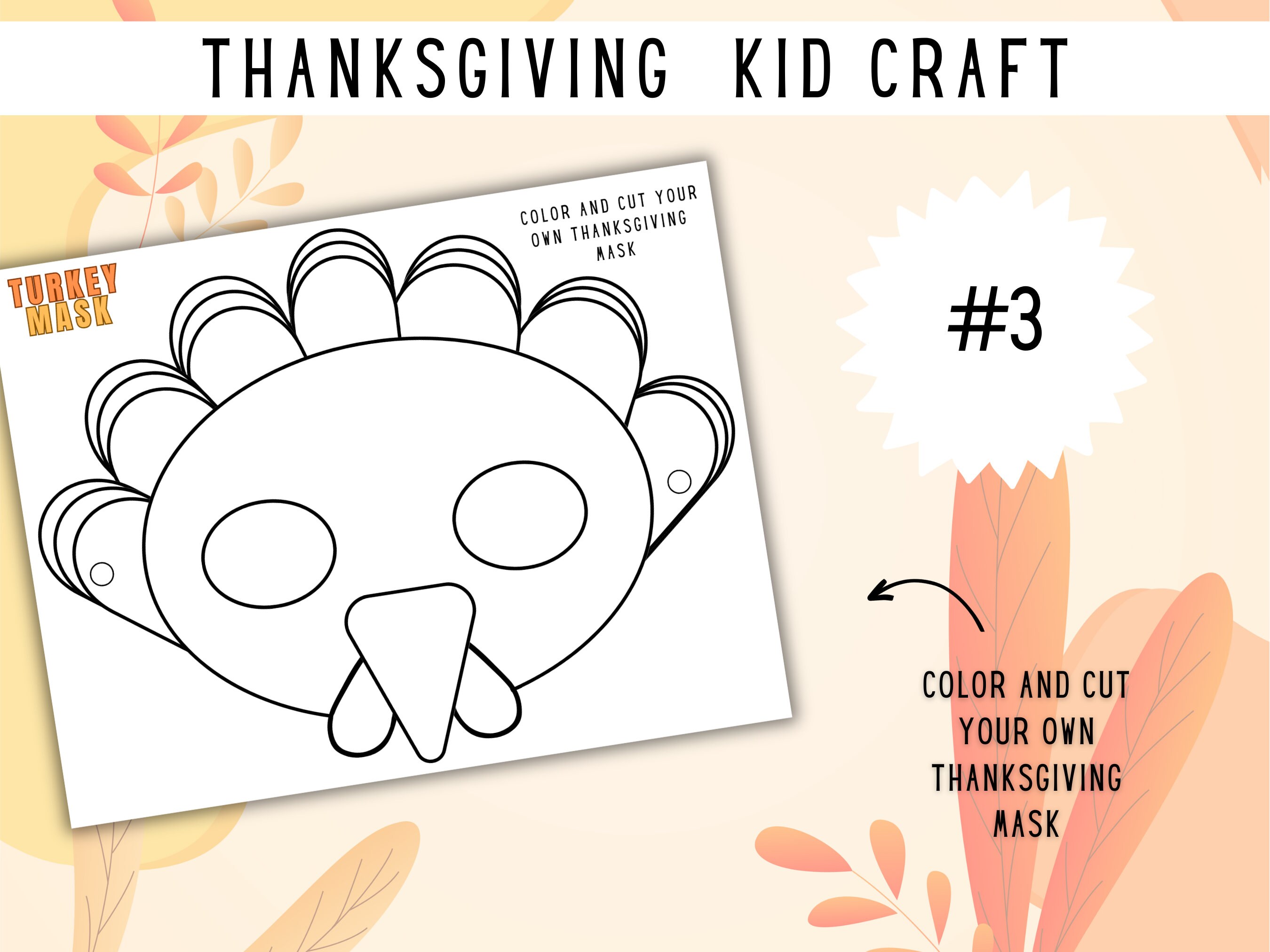 Thanksgiving Kids Crafts Printable Coloring Crafts for Kids 7 Designs ...