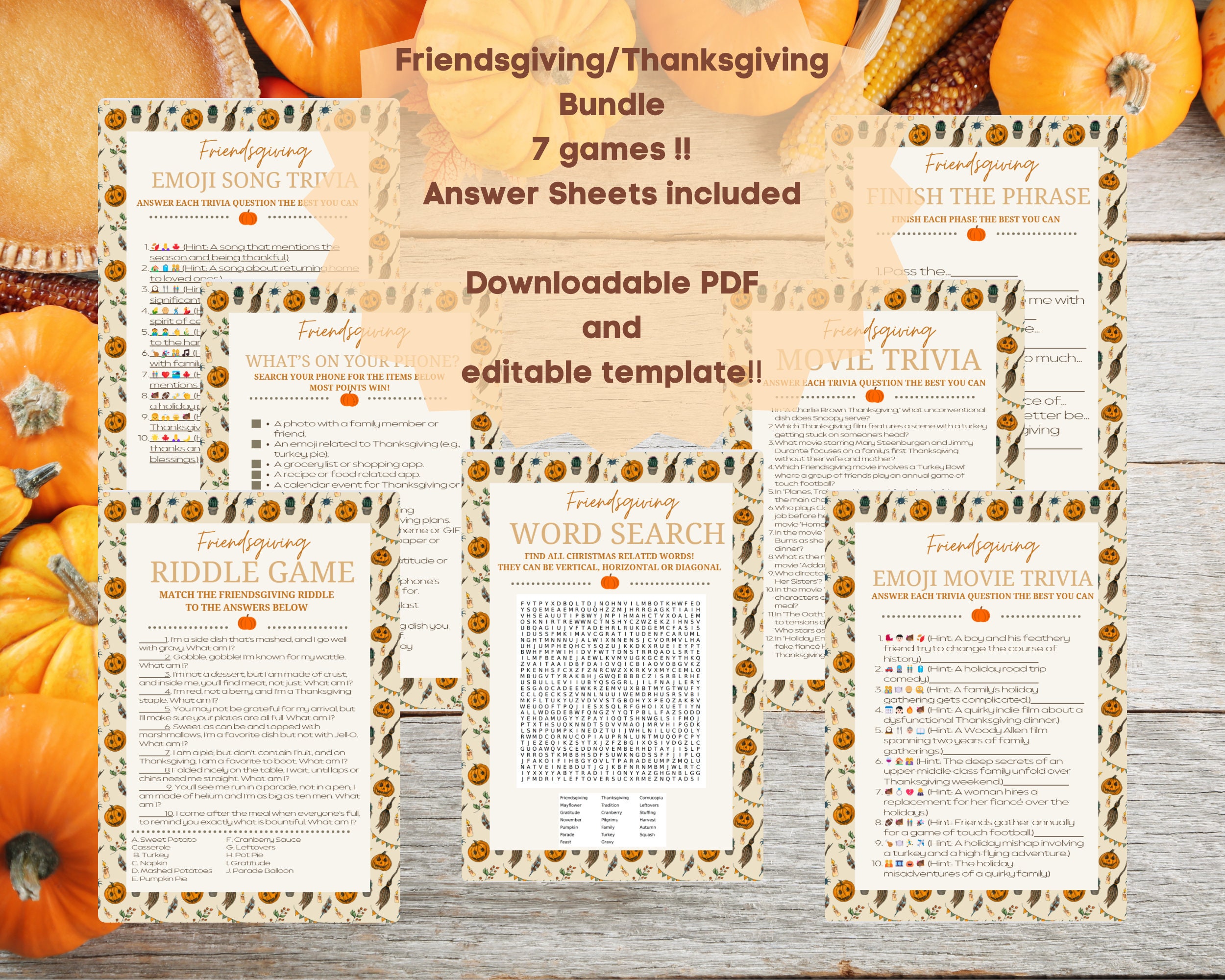 Printable Friendsgiving Game Bundle Friendsgiving Party Games ...
