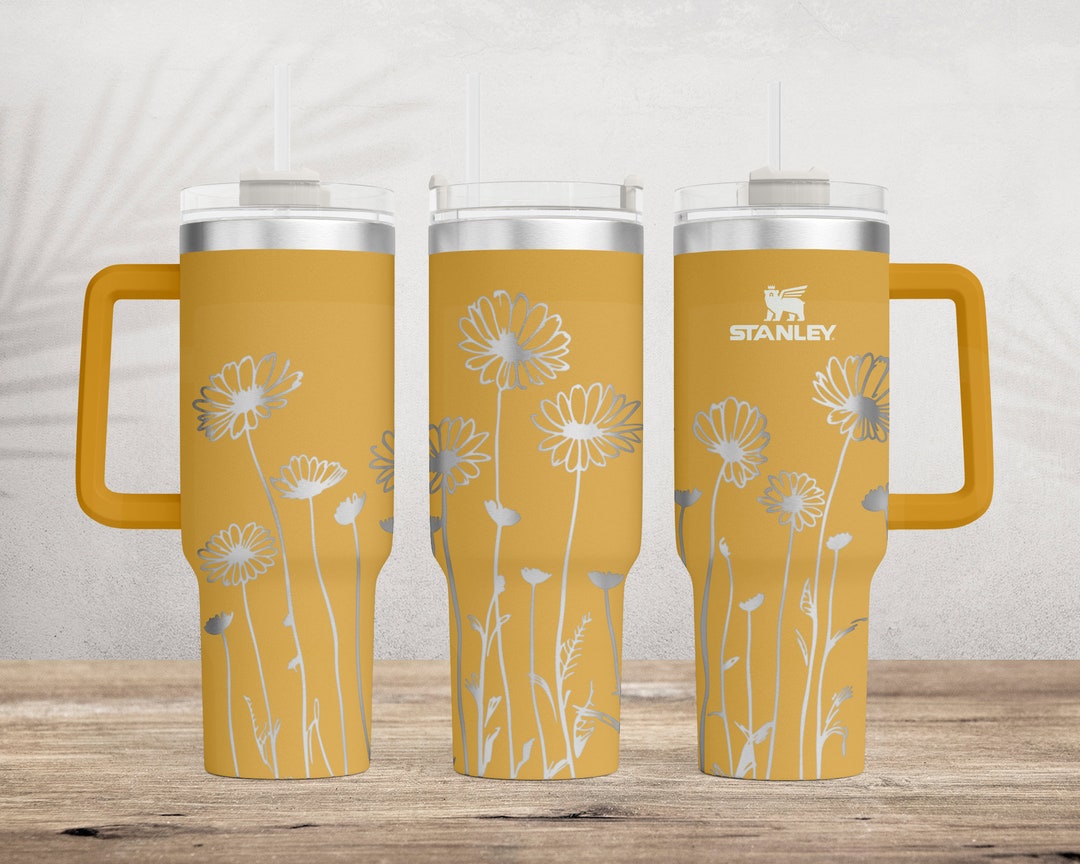 Daisies Daisy Flower Engraving Template Tumbler Stanley Yeti Full Wrap ...