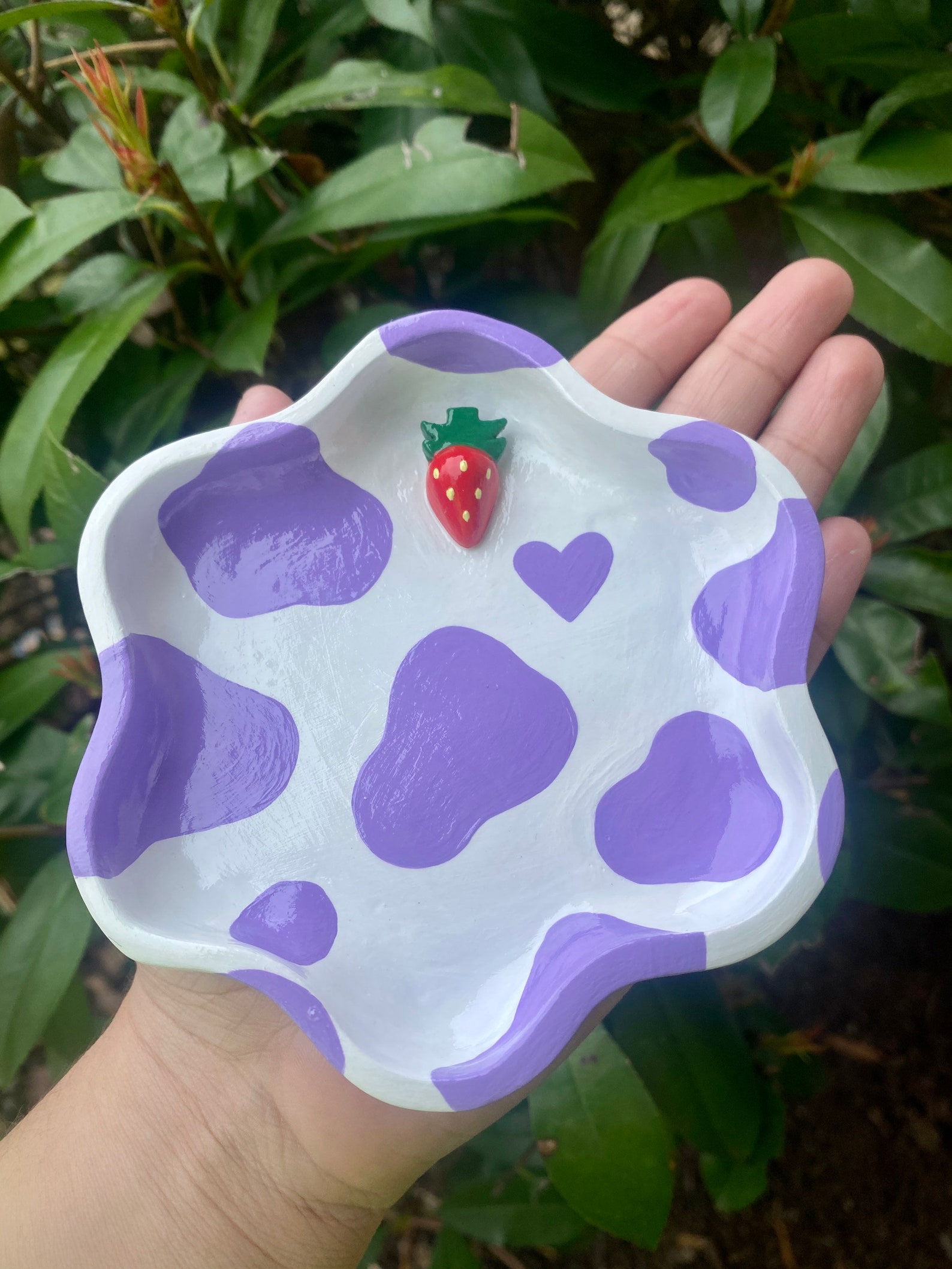 Love Strawberry Cow Clay Trinket Dish - Etsy