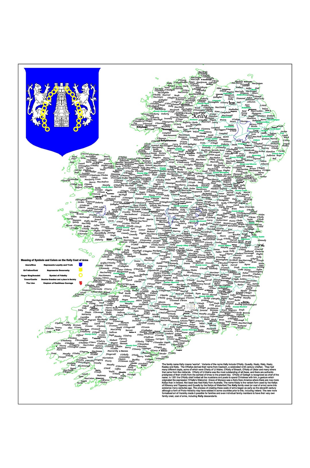 Unique Individual Genealogy Map of Ireland - Etsy