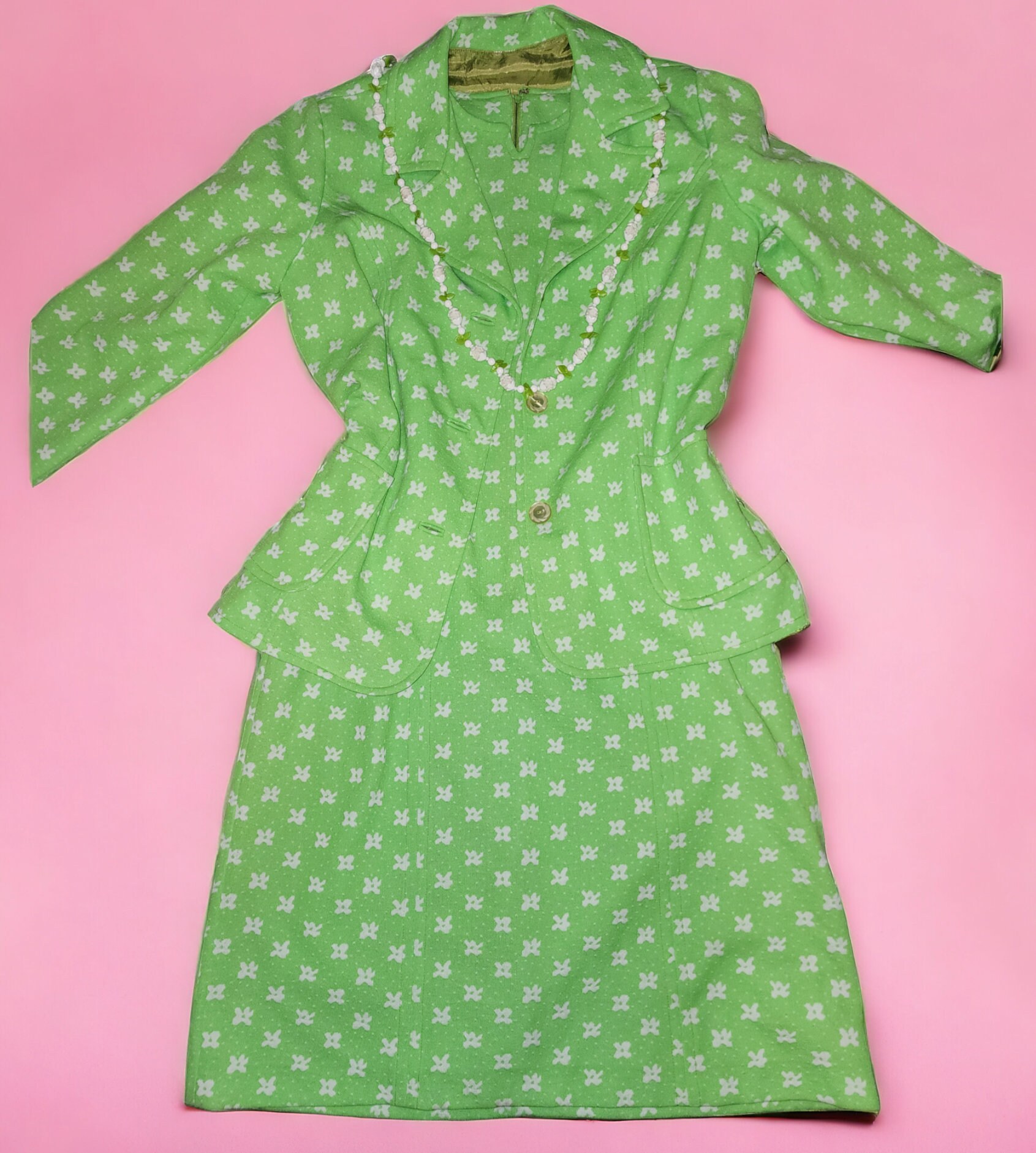 1960s Apple Green 2 Piece Dress and Jacket Set - Etsy