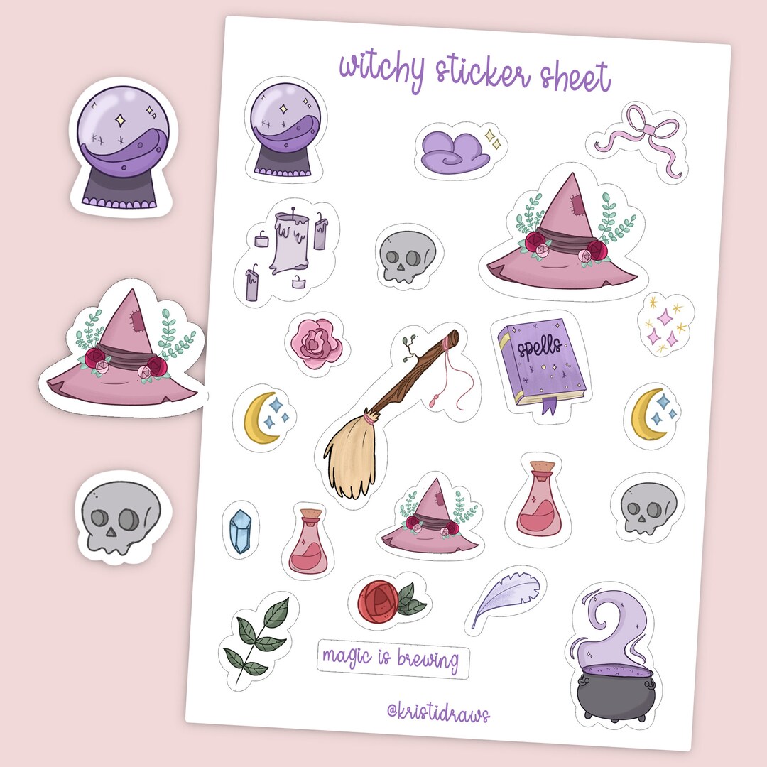Witch Sticker Sheet | Halloween Sticker Sheet | Planner Stickers ...