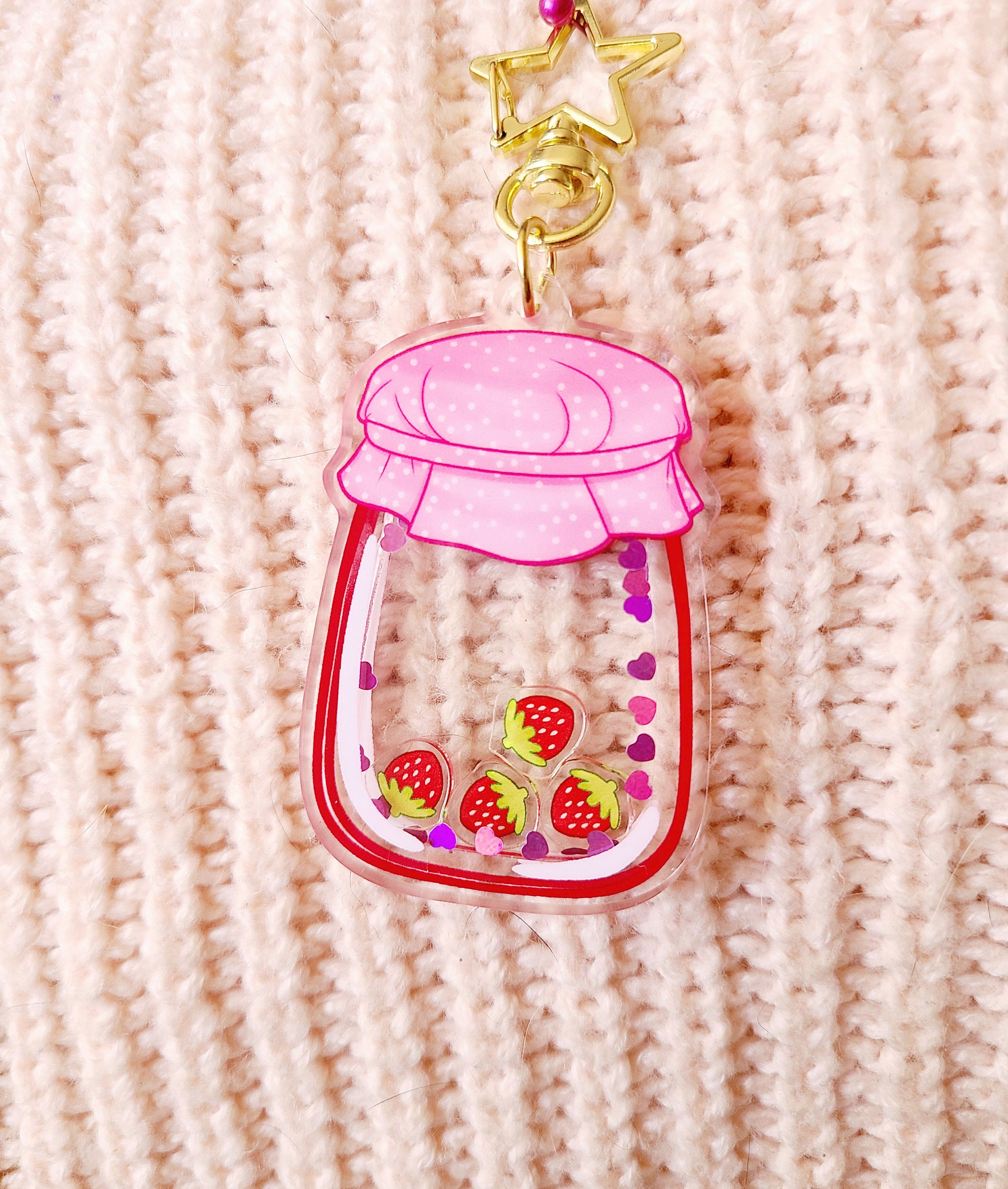 Strawberry Jam Shaker Charm Kawaii Shaker Keychain - Etsy