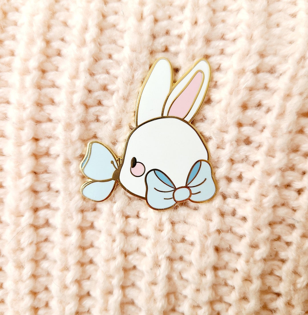 Bunny & Butterfly Enamel Pin | Kawaii Bunny Enamel Pin | Cottagecore ...