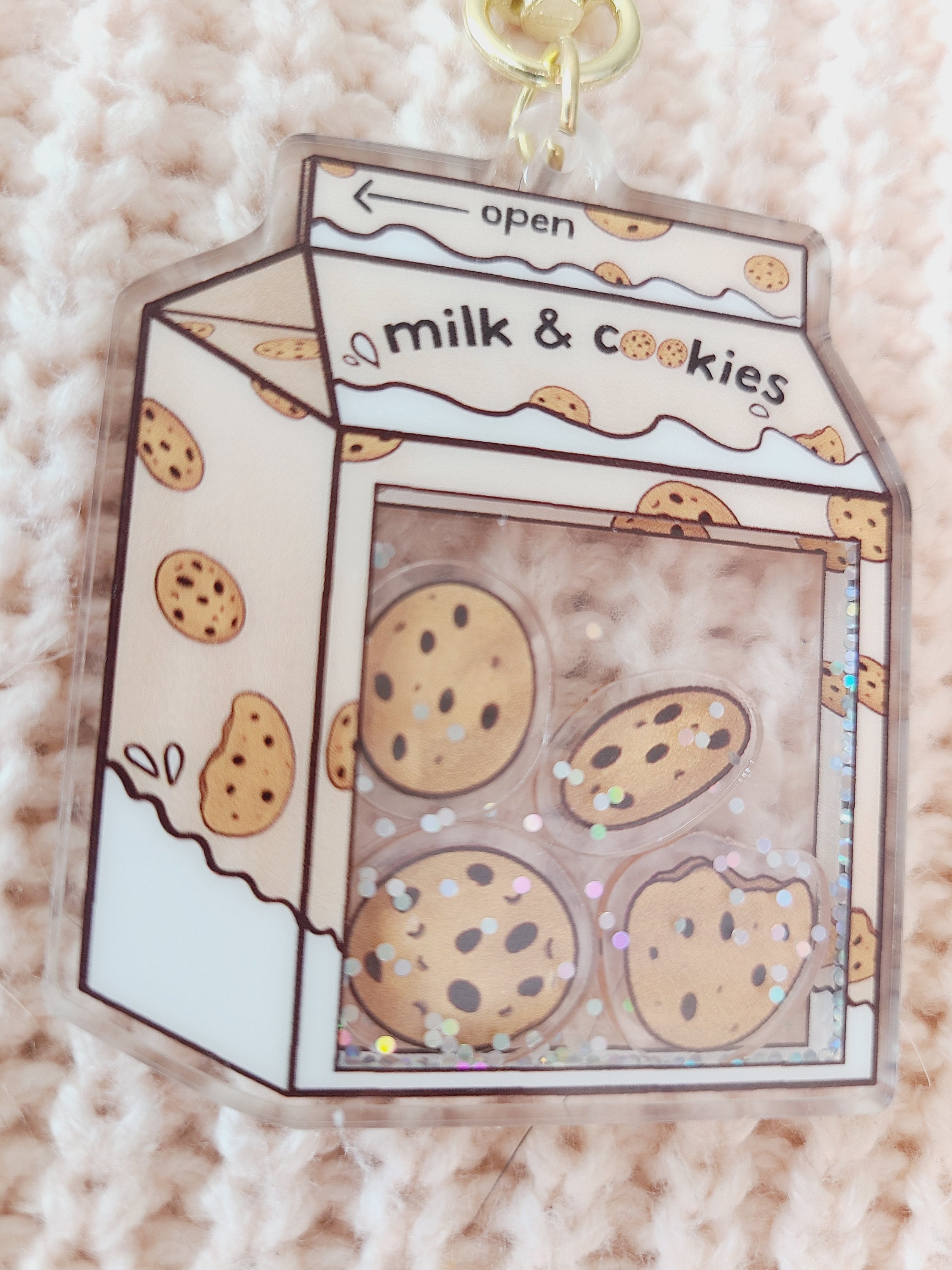 Cookies and Milk Shaker Keychain Kawaii Shaker Charm | Etsy