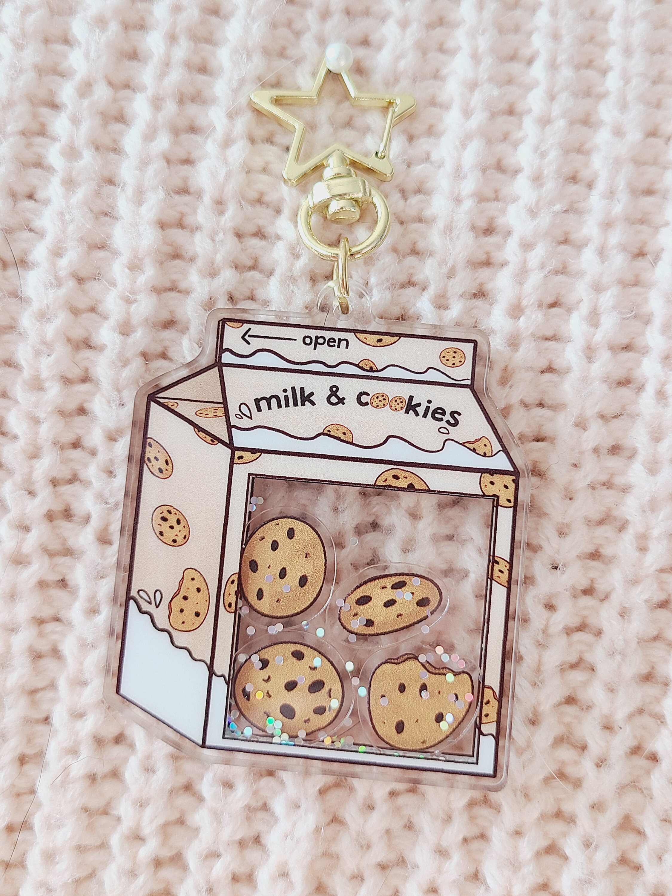 Cookies and Milk Shaker Keychain Kawaii Shaker Charm | Etsy