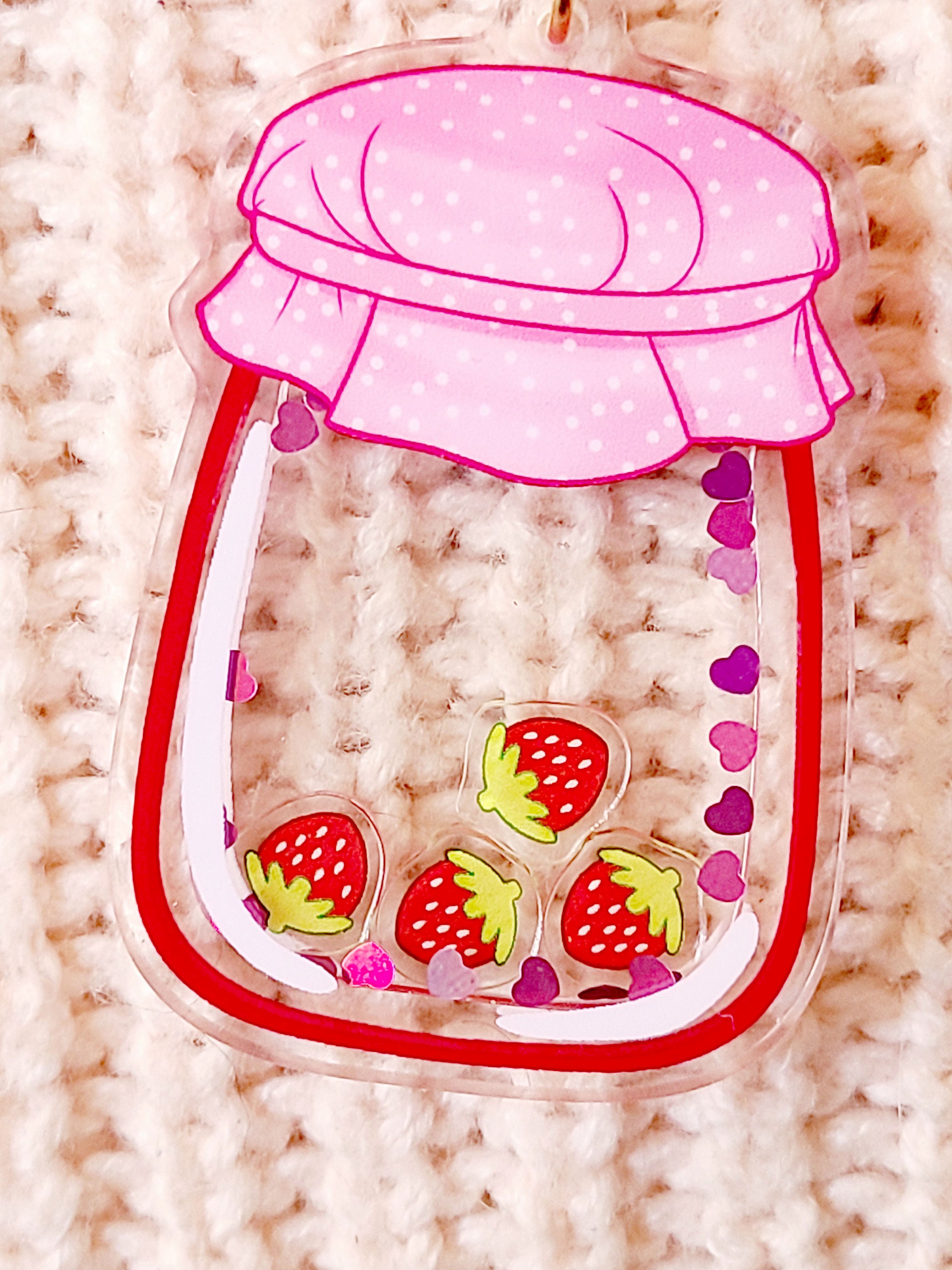 Strawberry Jam Shaker Charm Kawaii Shaker Keychain - Etsy
