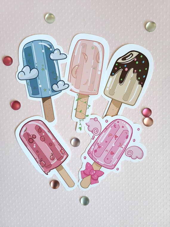 Kids' Crafts kawaii popsicle Cute popsicle sticker waterproof vinyl ...