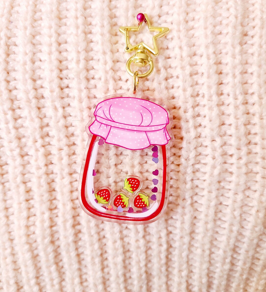 Strawberry Jam Shaker Charm | Kawaii Shaker Keychain | Cottagecore ...