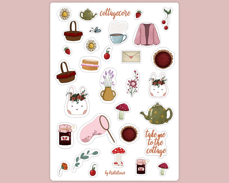 Cottagecore Sticker Sheet Planner Stickers Bullet Journal - Etsy