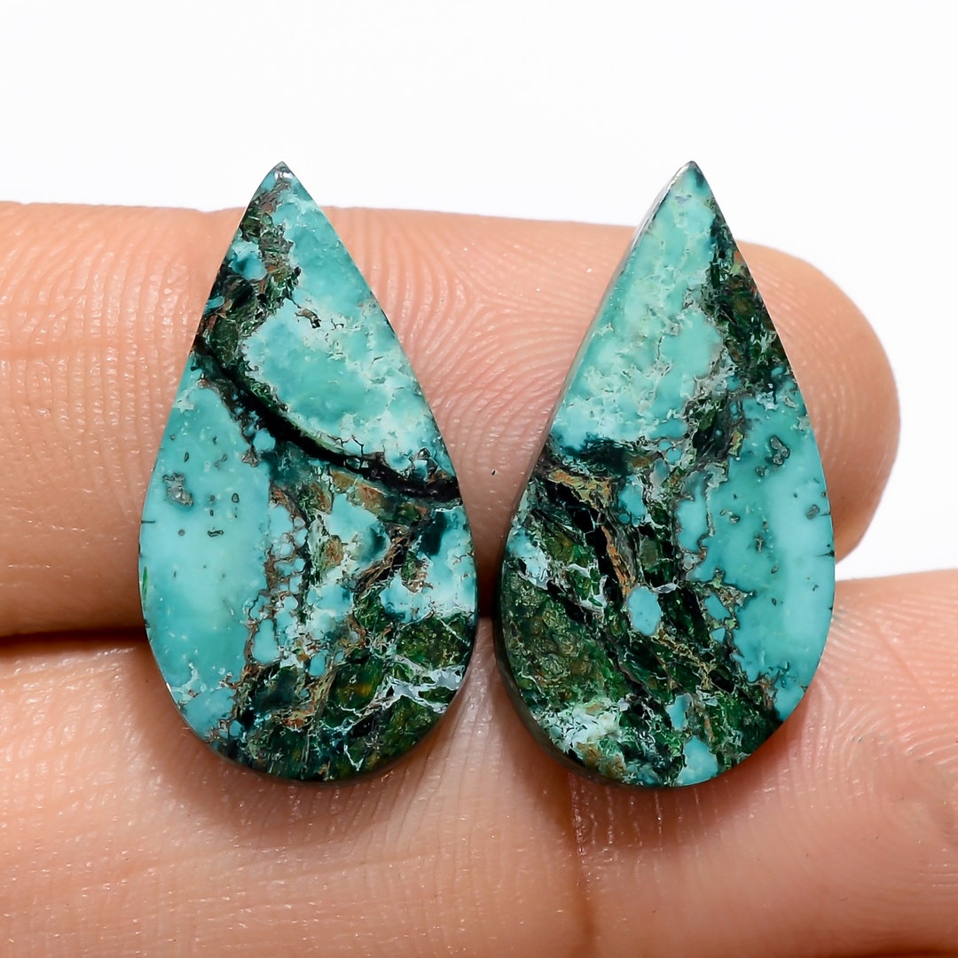 Natural Tibetan Turquoise Stone Pair Stone 21X11X3 Mm Size 10 - Etsy