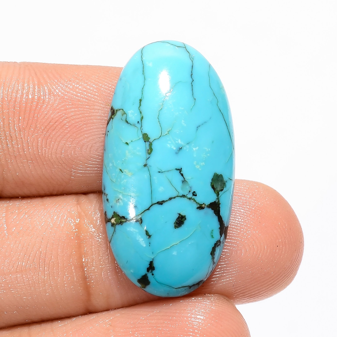 Natural Turquoise Gemstone Oval Turquoise Stone 27X14X5 Mm - Etsy