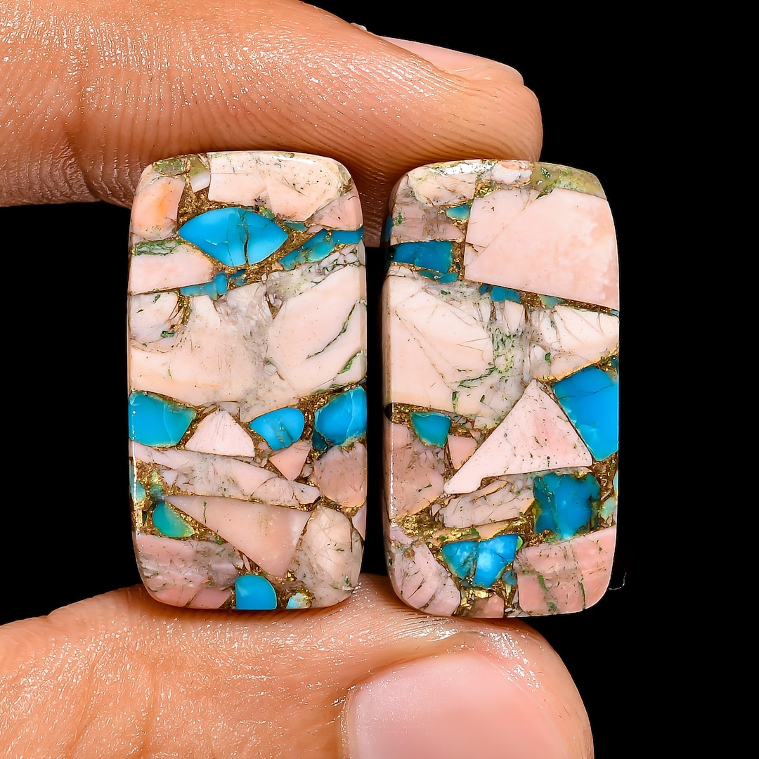 Spiny Copper Pink Turquoise Pair Gemstone Pink Pair Stone - Etsy